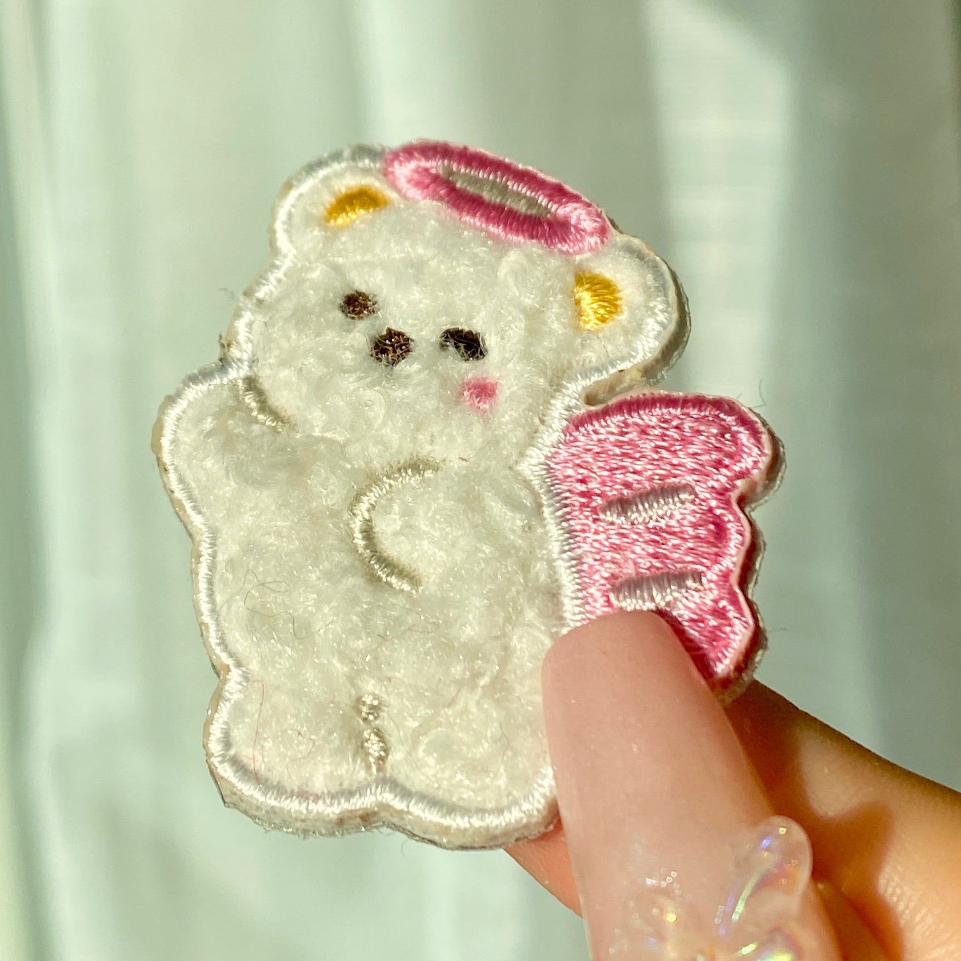 fuzzy angel bear patch sticker – Ahn Studio